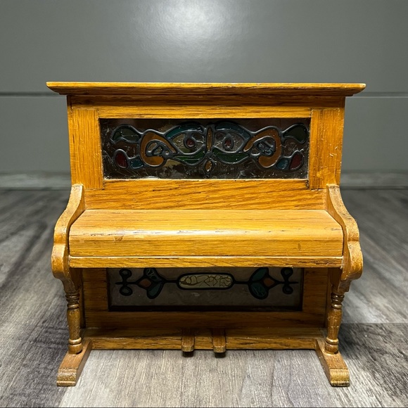 George Good Corporation | Other | Vintage Wooden Stained Glass Piano ...